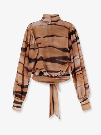 Elisabetta Franchi Womens Shirt Animalier Print Brown Polyester
