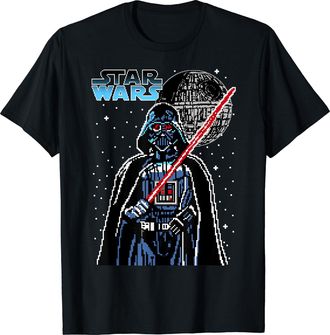 Star Wars 8-bit Pixel Darth Vader Death Star T-Shirt