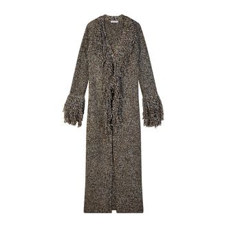 Patrizia Pepe Manteau en maille chin&eacute;e &agrave; franges - Femme - Pulls - Brun - Taille: 38 FR
