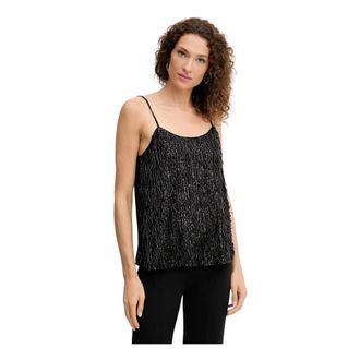 Twinset Pailletten-Top mit Fransen - - Tops - Damen - Schwarzk - S