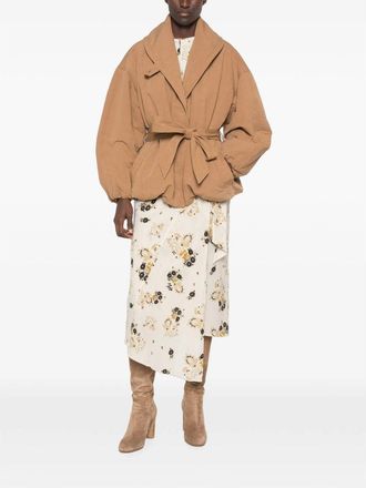 Isabel Marant Cotton-Linen with Bubble Hem Coat - Brown