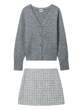 B+ab jupe trap&egrave;ze &agrave; boutons d&eacute;coratifs - Gris
