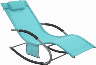 SoBuy Sobuy - Chaise longue transat de jardin bascule en textil&egrave;ne imperm&eacute;able - Appui-t&ecirc;te r&eacute;glable et repose-pieds - Pochette de rangement - OGS28HB