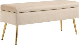 HOMCOM Banc Coffre Rangement 2 en 1 Banquette en Velours Banc de Rangement 30,5L avec Couvercle à charnière et Pieds en métal pour Couloir, Salon, Chambre - 