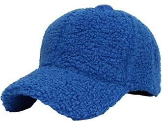 Generic Casquette Baseball en Fausse Laine dagneau pour Hommes Femmes Teddy Fleece Sports Hats Warm Winter Outdoor Travel (Blue, One Size)
