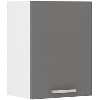 Les Tendances Les Tendances - Meuble haut de cuisine 40 cm - Panneaux de particules 16mm m&eacute;lamin&eacute;s gris fonc&eacute; - 1 porte battante - 1 &eacute;tag&egrave;re - Fabrication