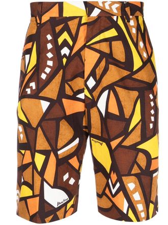 Moschino short ajust&eacute; &agrave; motif mosa&iuml;que - Marron