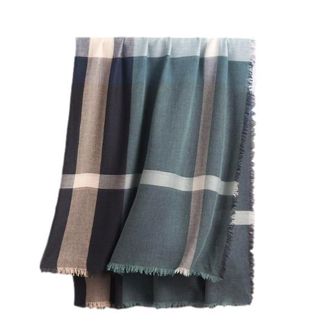 Burberry Slate Blue Wool & Silk Scarf