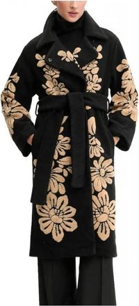 Farm Rio Farm Rio, Femme, Manteaux, Noir, Taille: 36 FR Manteau ceintur&eacute; en molleton jacquard