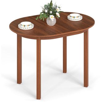 Costway Table &agrave; Manger Ovale 110 cm pour 2-4 Personnes, Table de Cuisine avec Pieds en Bois dH&eacute;v&eacute;a, pour Petits Appartements, Capacit&eacute; de Charge 120 kg