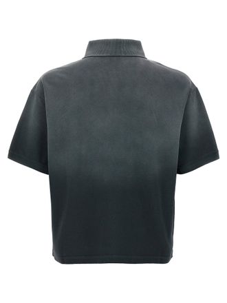 Alexander McQueen Velvet Skull Logo Polo - Charcoal