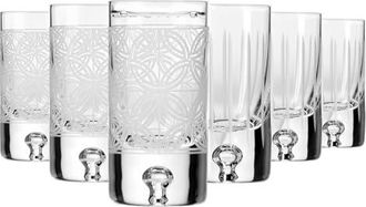 Krosno Wodka-, Lik&ouml;r- & Ansatzgl&auml;ser 50 ml - 6er Set - Kristallglas - 2 Schliffmuster - Handgefertigt & Geschliffen - Saga Kollektion - Geschenk