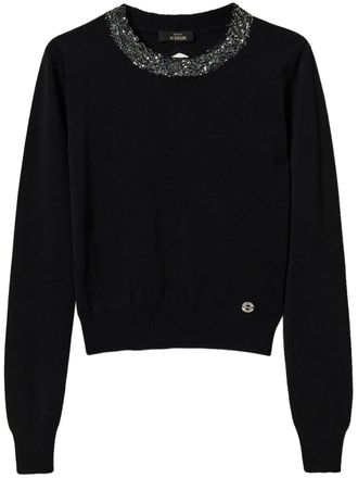 Twin-Set pull cintr&eacute; &agrave; sequins - Noir