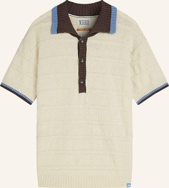 Scotch & Soda Strick-Poloshirt Loose Fit weiss