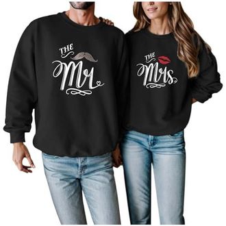 Generic Sweat &agrave; capuche d&eacute;contract&eacute; et sportif pour couple avec imprim&eacute; Saint-Valentin pour les amoureux (homme), Noir, L