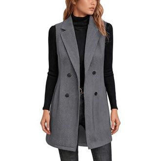 Generic Gilet Sans Manche Femme Gilet Femme D&eacute;contract&eacute; Quotidien Ville Uni Tendance - Veste DEmpilage Styl&eacute;e Pour Toutes Occasions