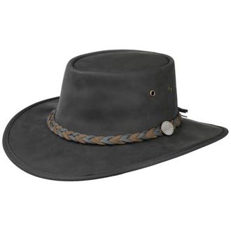 Barmah Chapeau Squashy Twotone de Cuir Boeuf d&acute;Exterieur (L (58-59 cm) - Noir)