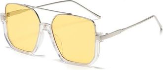 Generic Lunettes De Soleil M&eacute;tal Grand Cadre Hommes Et Femmes Rue Photographie Vacances(Yellow)