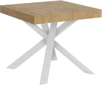 Itamoby Itamoby - Table extensible 90x90/194 cm Clerk Plateau Chêne Nature Pieds Blancs