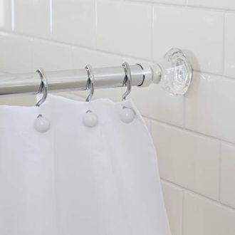 Splash Home Olena NeverRust Aluminum Constant Tension Bathroom Decorative Shower Curtain Rod - extendable 42 - 72 Inches Chrome