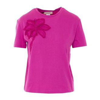 Twinset Femme, Tops, Rose, Taille: 40 FR T-shirt &agrave; manches courtes et col rond brod&eacute;