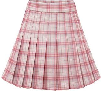 Dressystar Jupe Basique Femme Extensible Patineur Patineuse Pom-Pom Girl Mini Jupe Plissée Rose Blanc Plaid XXL