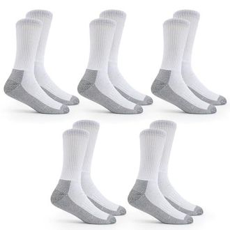Fruit Of The Loom Work Gear Lot de 5 paires de chaussettes robustes pour homme Rembourr es, renforc es, soutien de la vo te plantaire, taille 39-46, blanc, 6-12