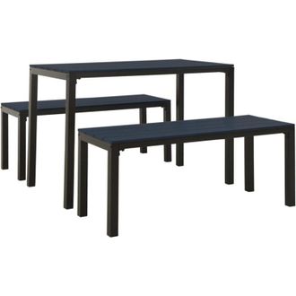 vidaXL Vidaxl - Ensemble de salle &agrave; manger de jardin 3 pcs acier et wpc noir