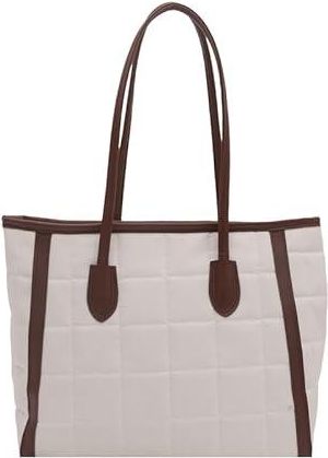 Generic Sac à bandoulière matelassé en coton - Grande capacité - Pour femme, travail, shopping, voyage, quotidien, blanc, 365.00 x 275.00 x 50.00 mm