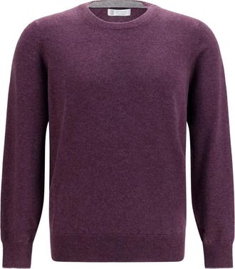 Brunello Cucinelli Kaschmir-Pullover mit Rundhalsausschnitt - - Knitwear - Herren - Lila - 3XL