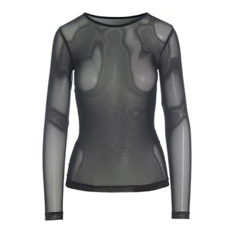 Bitte Kai Rand Blouse en r&eacute;sille transparente - Femme - Tops - Noir - Taille: 46 FR