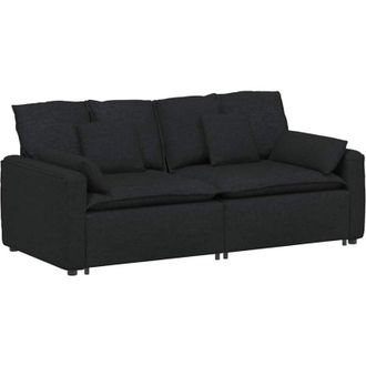 vidaXL Modulares Sofa mit Kissen Schwarz - Vidaxl