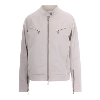 Patrizia Pepe Femme, Vestes, Blanc, Taille: 40 FR Veste en cuir zipp&eacute;e