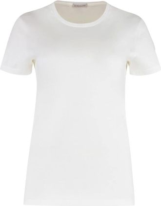 Moncler Femme, Tops, Blanc, Taille: 36 FR T-shirt en jersey de coton avec &eacute;cusson logo