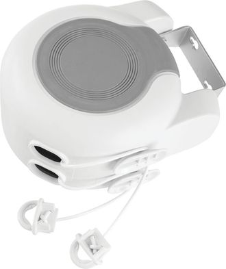 mDesign Wäscheleine ausziehbar - zweileiniger Wandtrockner für drinnen und draußen - auf je 12,8 m ausziehbare Wäscheleine für Badezimmer, Waschküche, Garten 