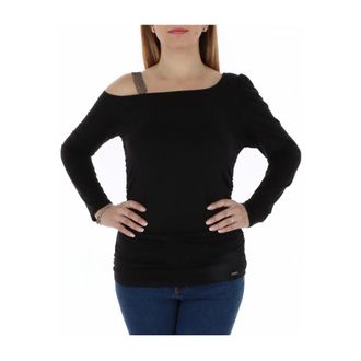 Guess Femme, Pulls, Noir, Taille: 42 FR Pull noir col bateau Toutes saisons