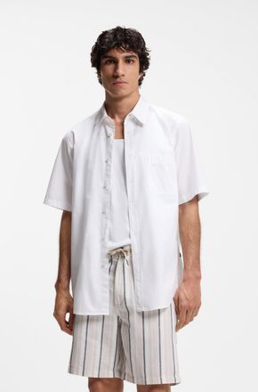 Boss Orange by Hugo Boss Kurzarmhemd BOSS ORANGE, Herren, Gr. M, N-Gr, wei&szlig;100, Web, Obermaterial: 100% Baumwolle, unifarben, regular fit normal, Rundhals, abgesteppte Kante, 