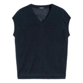 Max Mara Femme, Pulls, Bleu, Taille: 40 FR Ghianda T-shirt en maille &agrave; col en V