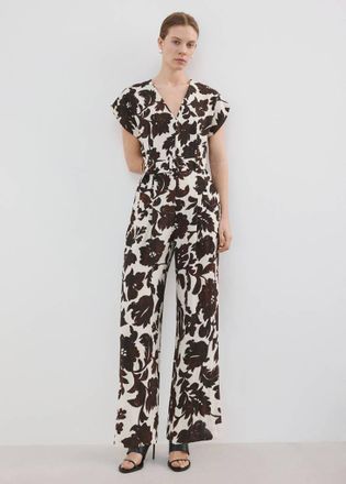 Mango Combinaison &agrave; imprim&eacute; floral avec ceinture &eacute;cru - Femme - XS - MANGO