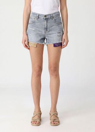 HTC Mittel sitzende Distressed-Jeans-Shorts mit Bandana-Detail