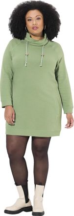 Ulla Popken Damen große Größen Übergrößen Plus Size Sweatkleid, Stehkragen, Langarm, Taschen salbeigrün 50+ 825247422-50+