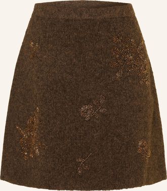 Rich & Royal Strickrock Mit Schmuckperlen braun