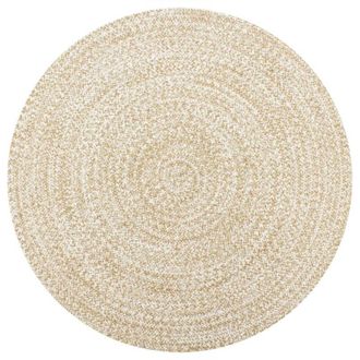 vidaXL Teppich Handgefertigt Jute Wei&szlig; und Natur 150 cm Vidaxl