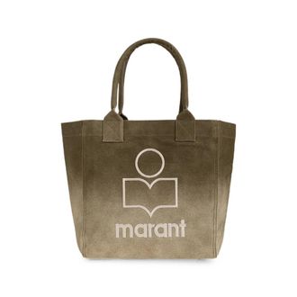 Isabel Marant Embroidered Logo Cotton Tote Bag - Green