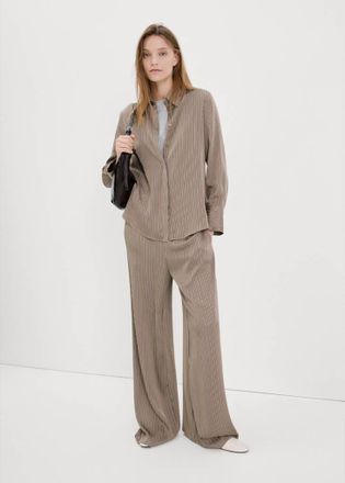 Mango Satiniertes Streifenhemd mittelbraun - Damen - XXS - MANGO