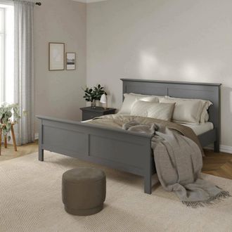 Dmora Dmora - Letto Matrimoniale Arika, Sommier Per Camera Da Letto, Giroletto Per Stanza, Struttura Porta Materasso, 211x179 H110 Cm, Grigio