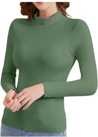 Generic sous Pull Femme Haut Thermique Femme sous Pull Thermique Femme Doux Glamour D&eacute;bardeur Thermique Ajust&eacute; Col Haut Manches Longues Couche De Base Invisib