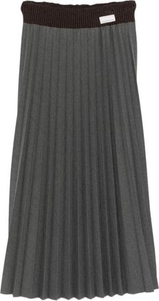 Nine In The Morning Elise Jupe Pliss&eacute;e en Laine - Femme - Jupes - Gris - Taille: W26