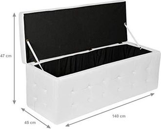 Dmora Pouf-Behälter aus Kunstleder, Farbe Weiß, 140 x 47 x 45 cm