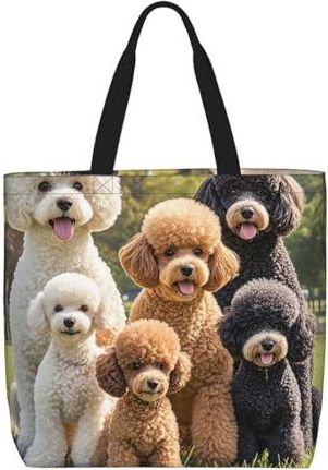 Generic Chiens Caniches Sac A Main Femme R&eacute;utilisable Sacs De Courses Pliable Sac Fourre-Tout Pour Gym Quotidienne Shopping